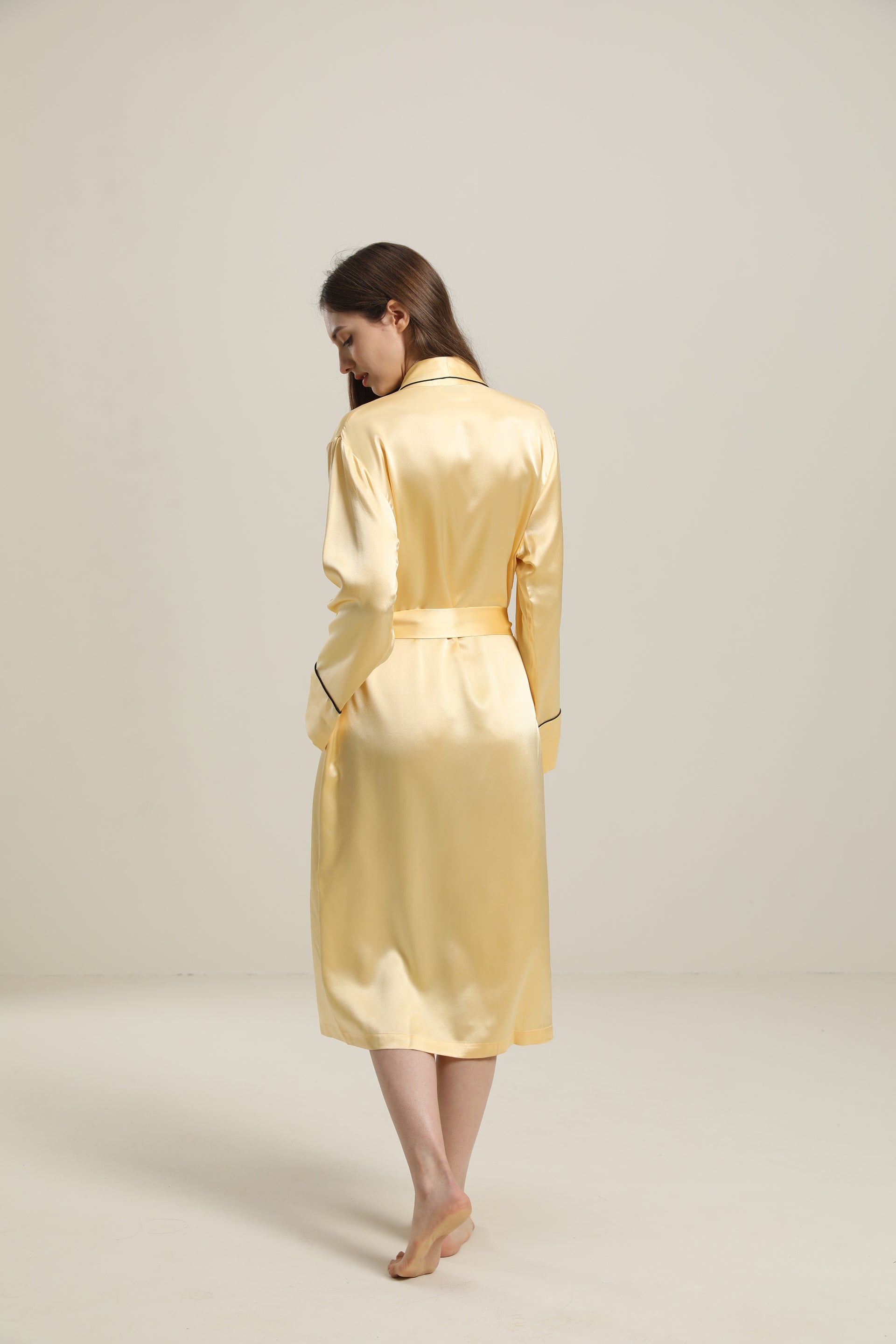 DaisySilk Full Length Silk Robe Contrast Trim Long Womens Robe – DAISYSILK
