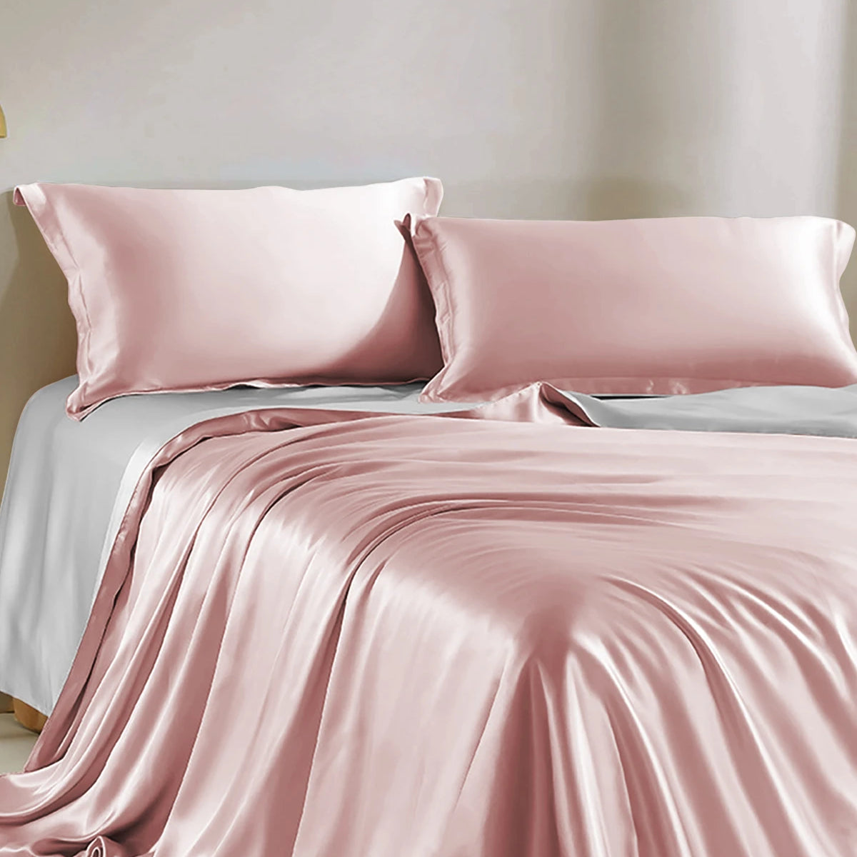 DaisySilk Silk Fitted Sheet King Set with Mulberry Silk Pillowcase ...