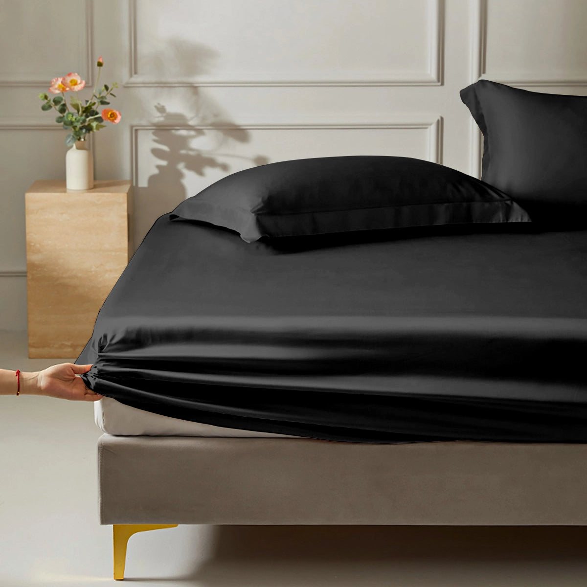 DaisySilk Silk Fitted Sheet King with Mulberry Silk Finish – DAISYSILK
