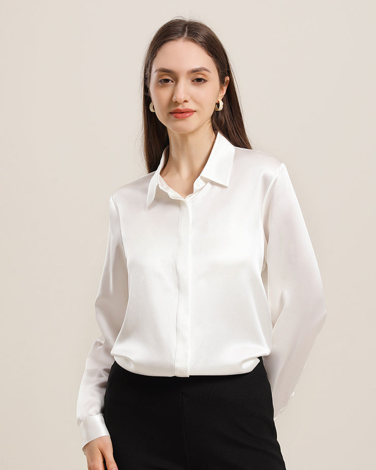 DaisySilk Silk Shirts Concealed Button Up Shirt for Women – DAISYSILK