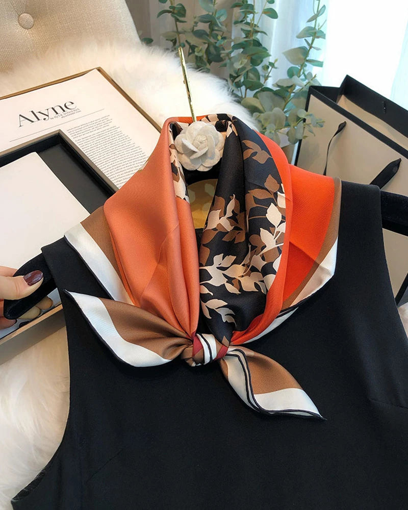 DaisySilk Autumn Leaf Shadow Geometric Silk Scarf for Women – DAISYSILK