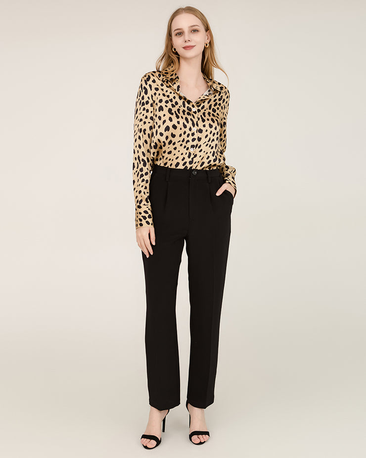 Dress Silk Pants Women Work Business Pants Office Straight Leg Silk ...