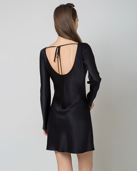 DaisySilk Womens Silk Open Back Mini Dress with Long Sleeves – DAISYSILK